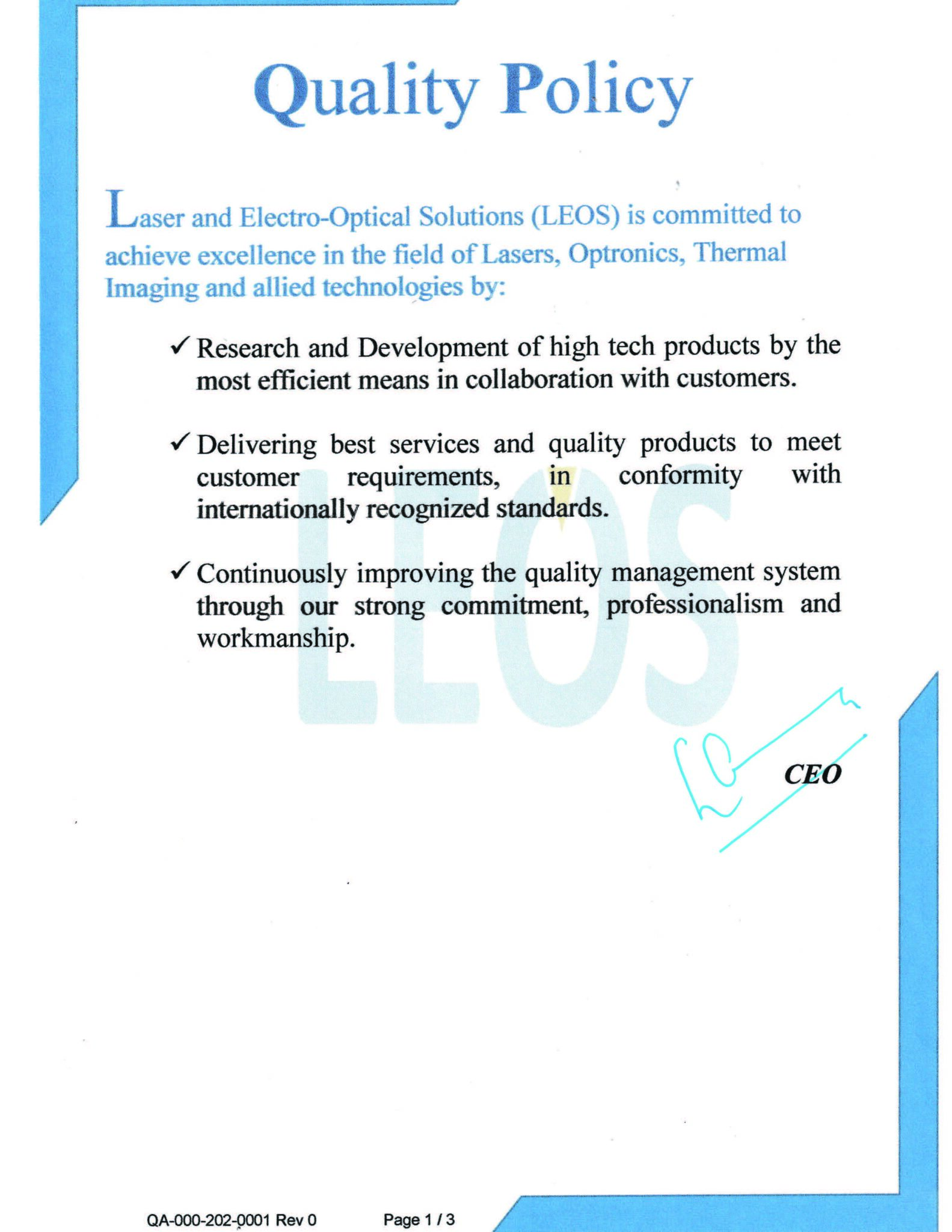 LEOS – “Laser & Electro Optical Solutions, (Pvt) Ltd